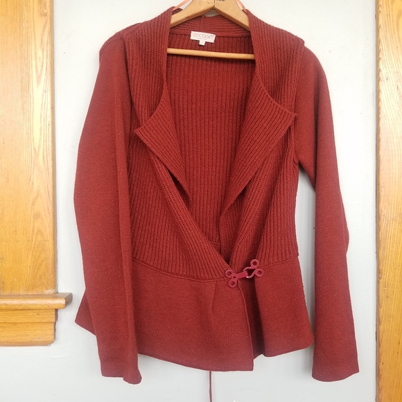 cocogio | Tops | Cocogio Orange Wrap Sweater With Clasp | Poshmark